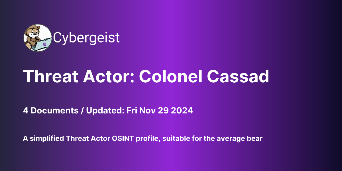 Colonel Cassad Threat Actor Public Profile